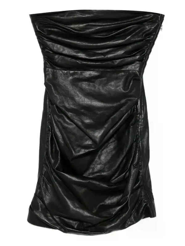 Amiri Ruched Calf Leather Mini Dress