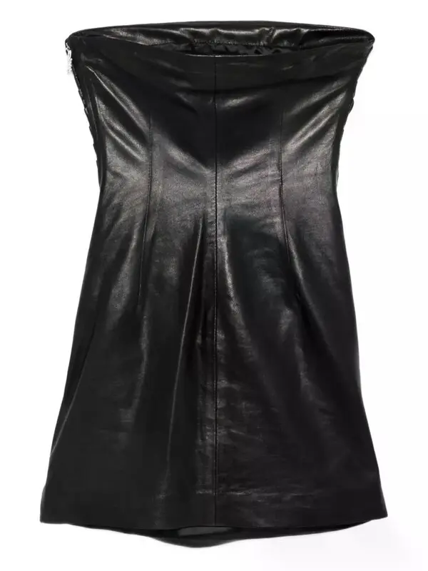 Amiri Ruched Calf Leather Mini Dress