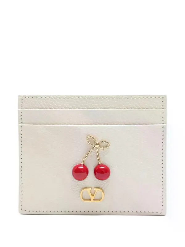 Valentino Garavani Cherryfic Leather Card Holder - Neutrals