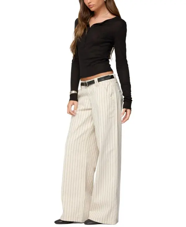 EDIKTED Nettie Ribbed Henley Top