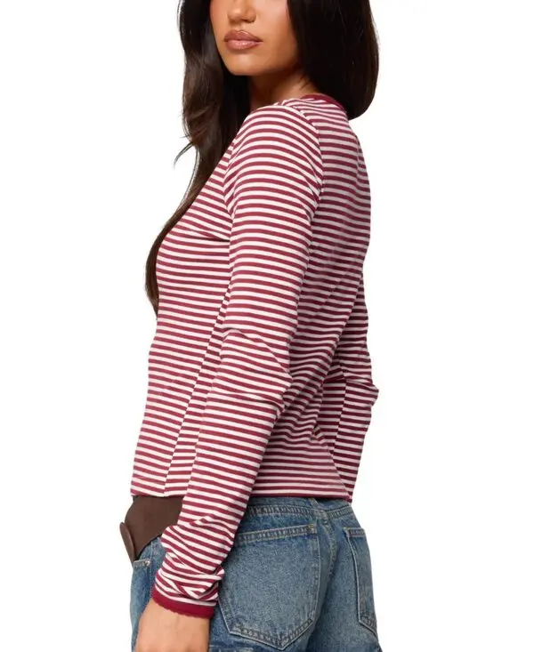 EDIKTED Rayla Striped Button Up Top