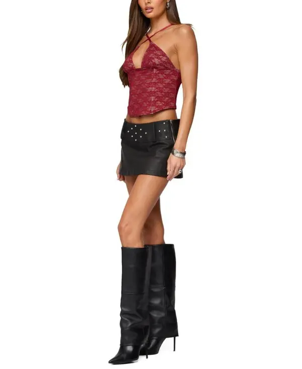 EDIKTED Studded Faux Leather Mini Skort