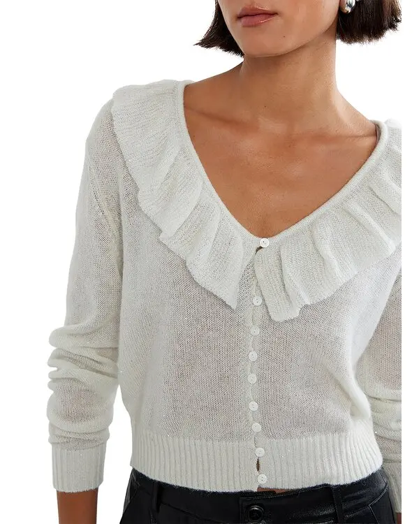 Bella Dahl V-neck Ruffle Cardigan Sweater