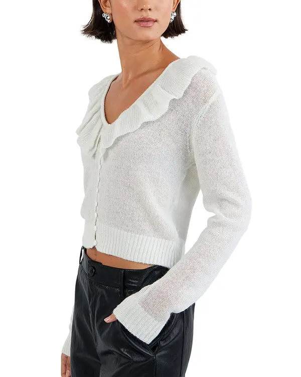 Bella Dahl V-neck Ruffle Cardigan Sweater