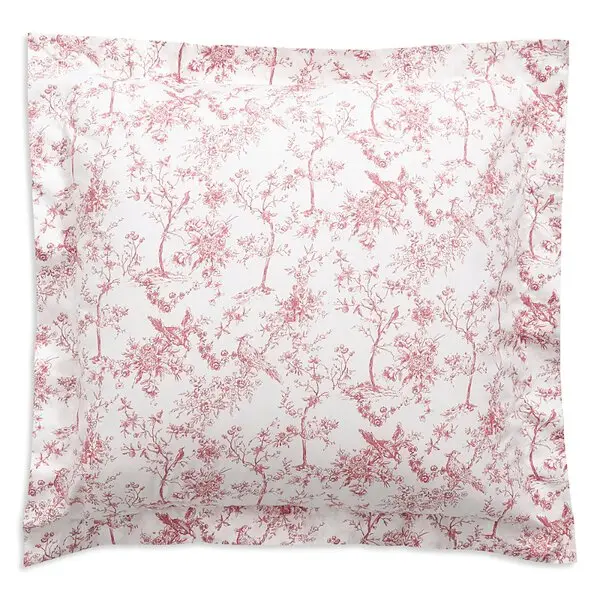 PETITE PLUME Timeless Toile Percale Sham, Euro - Pink