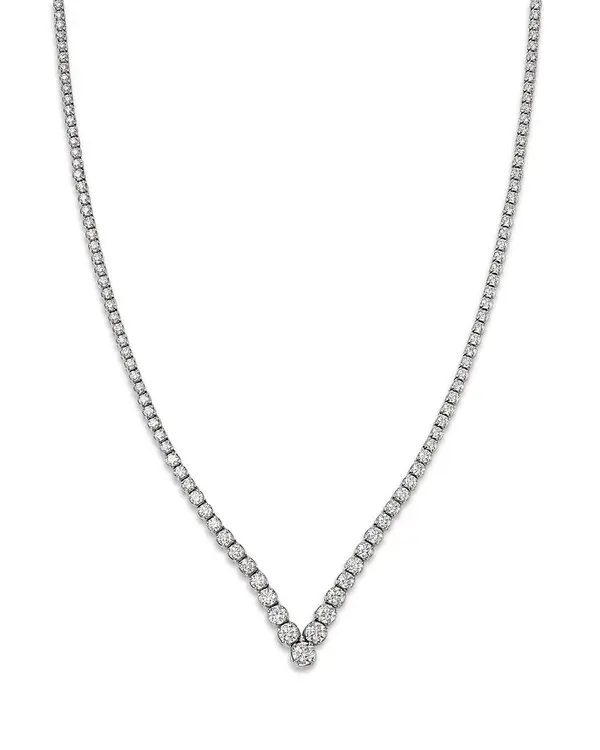 Bloomingdale'S Diamond Chevron Tennis Necklace 7.05 Tcw - White Gold