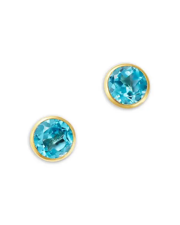 Bloomingdale'S 14k Yellow Gold Gemstone Stud Earrings - Blue