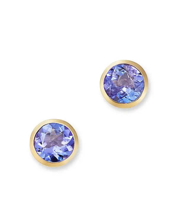 Bloomingdale'S 14k Yellow Gold Gemstone Stud Earrings - Tanzanite