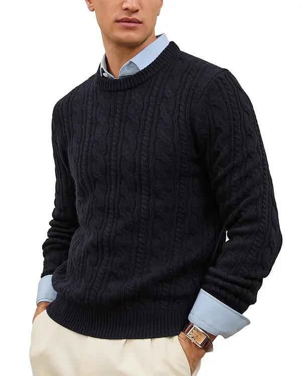 REISS Cashmere Cable Knit Crewneck Sweater