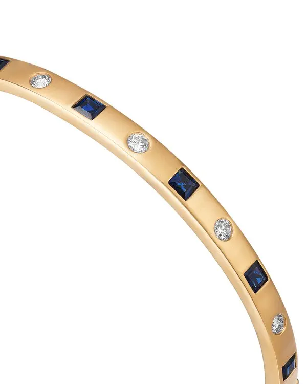 Bloomingdale'S Emerald And Diamond Bangle Bracelet - Blue/gold