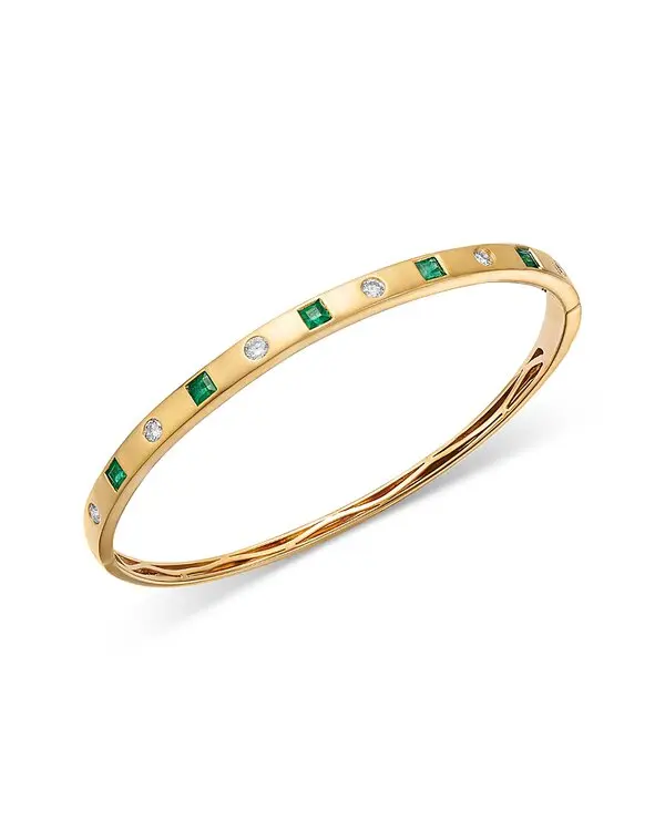 Bloomingdale'S Emerald And Diamond Bangle Bracelet - Green/gold