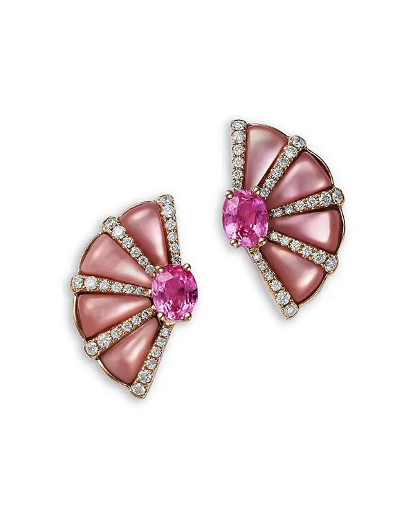 Bloomingdale'S Multi Sapphire & Diamond Stud Earrings - Gold