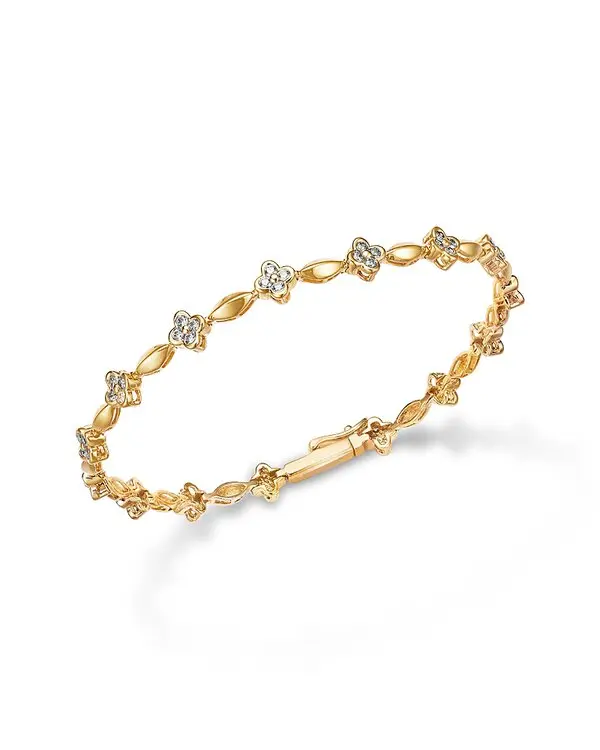 Bloomingdale'S 14k Yellow Diamond Clover Station Bracelet 1.0 Tcw - Gold