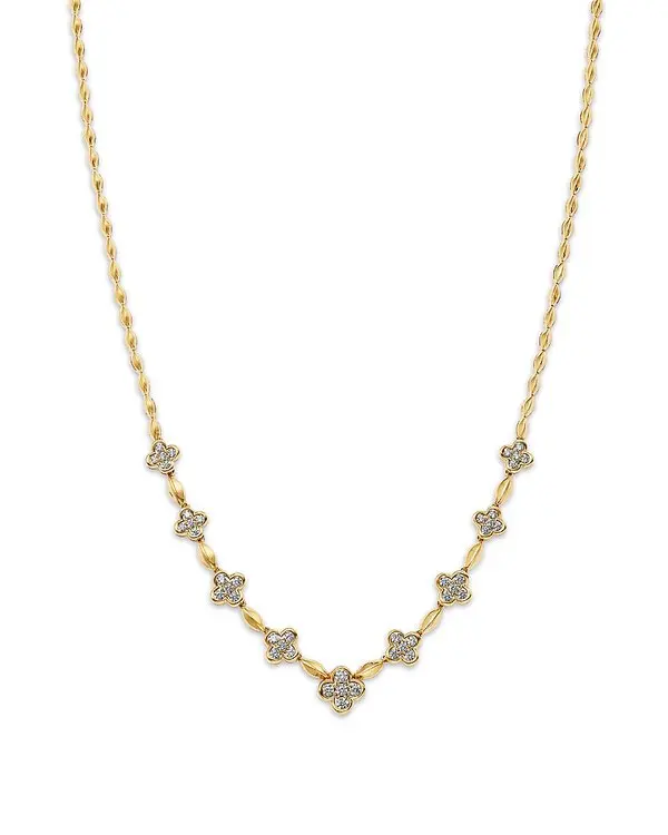 Bloomingdale'S Diamond Clover Station 14k Yellow Necklace - Gold