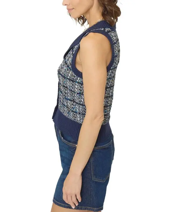 Central Park West Dylan Sleeveless Vest - Navy-multi