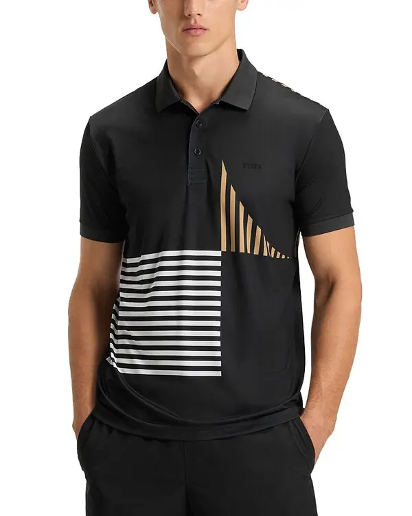 BOSS Paddy Striped Polo - Black