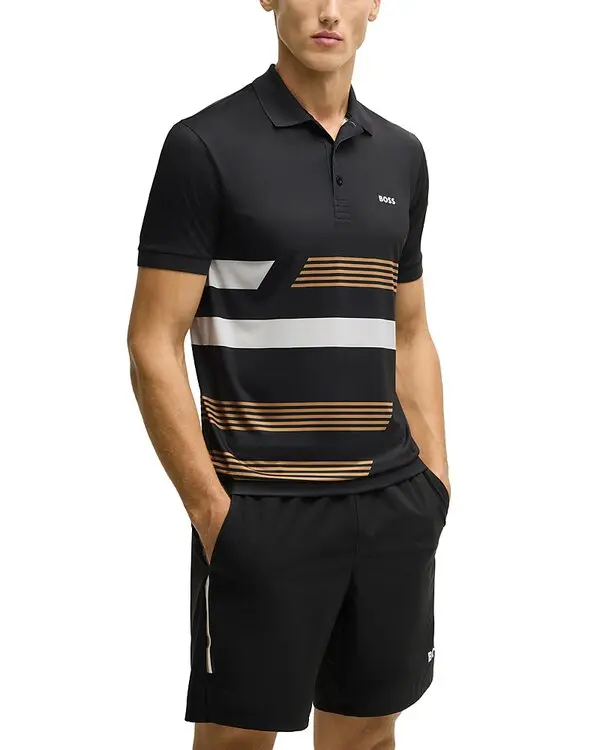 BOSS Paddy Tape Print Polo - Black