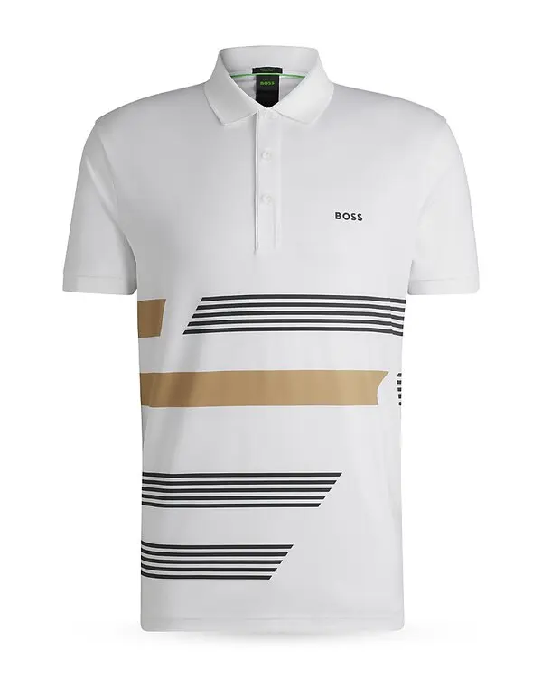 BOSS Paddy Tape Print Polo - White