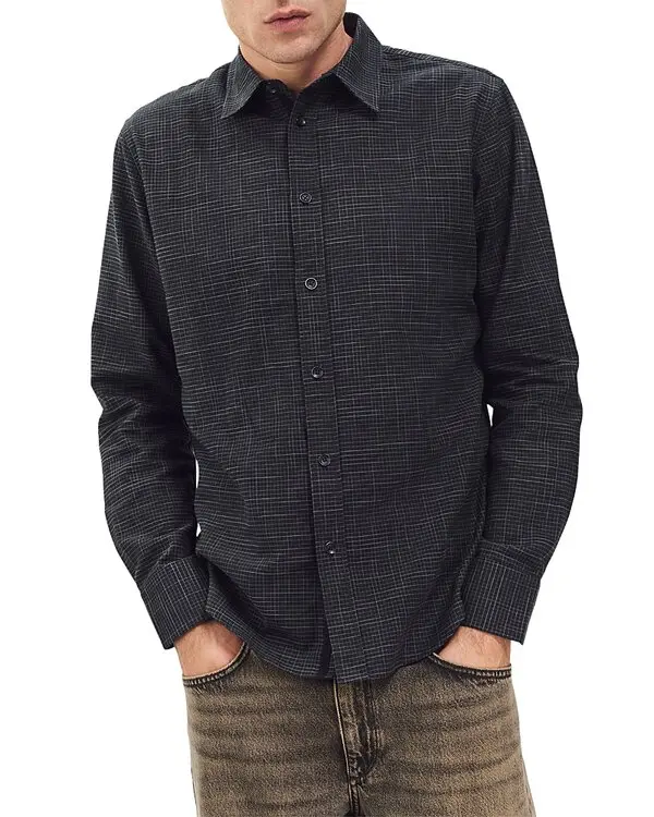 Rag & Bone Tomlin Crosshatch Shirt - Black Grey