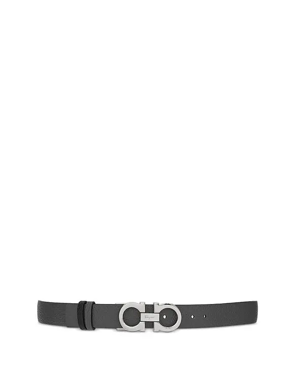 FERRAGAMO Donna Reversible Leather Belt - Grey