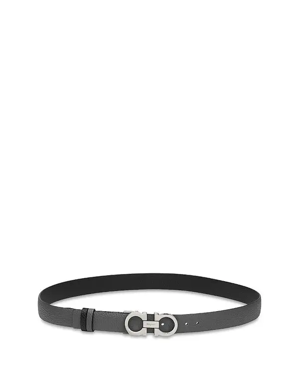 FERRAGAMO Donna Reversible Leather Belt - Grey