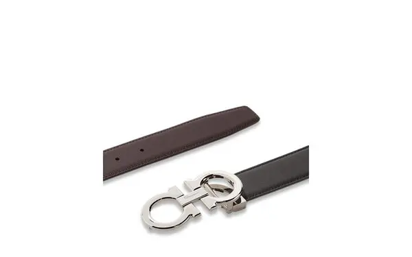 FERRAGAMO Leather Belt With Gancini Buckle - Nero
