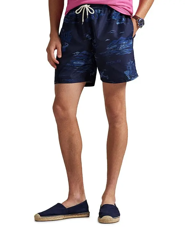 Polo Ralph Lauren 5.75 Traveler Polo Bear Swim Trunks - Blue Multi