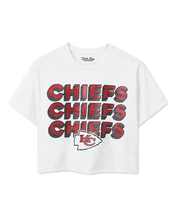 Junk Food Clothing Nfl Kansas City Chiefs Glitter Crop Tee - White