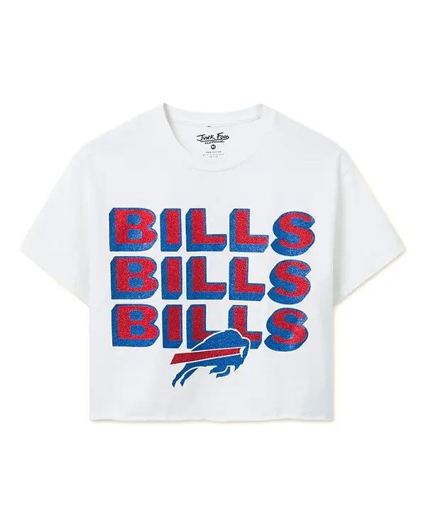 Junk Food Clothing Nfl Buffalo Bills Glitter Crop Tee - White