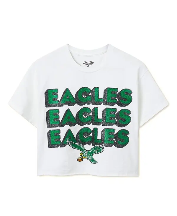 Junk Food Clothing Nfl Philadelphia Eagles Glitter Crop Tee - White