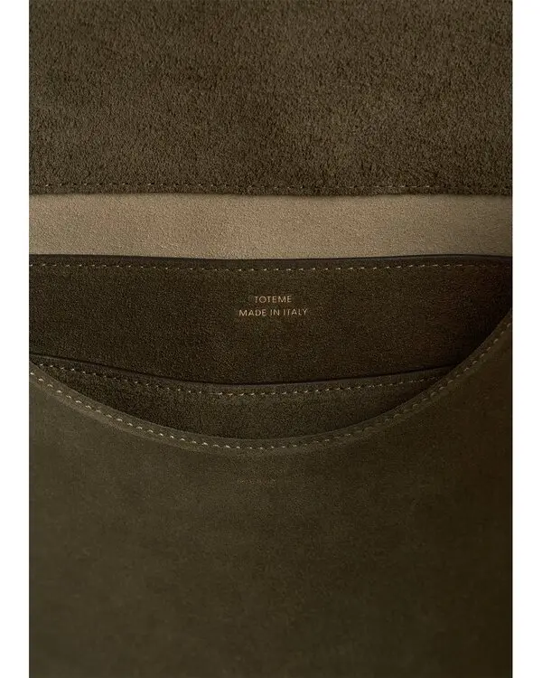 TOTEME T Lock Suede Satchel - Dark Brown