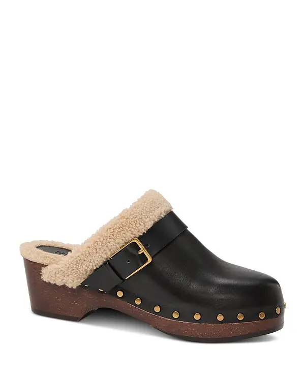 Paige Helena Studded Buckled Mules - Black