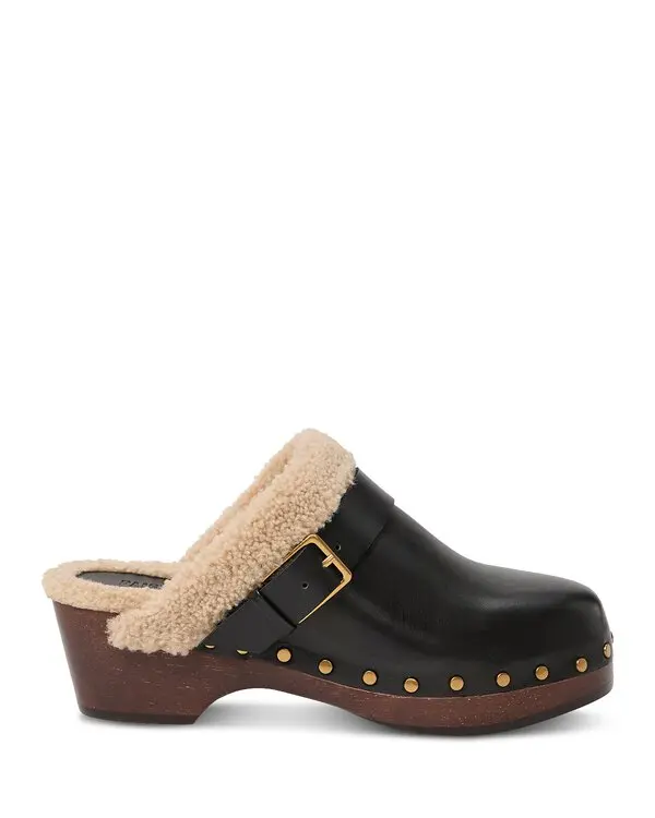 Paige Helena Studded Buckled Mules - Black
