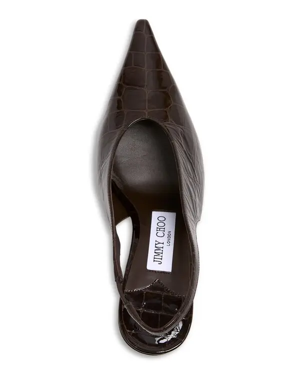 JIMMY CHOO Isa Croc Effect Slingback Pumps - Sambuco