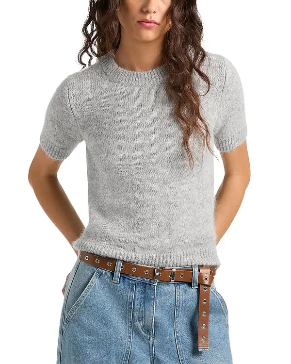 Michael Kors Fluffy Short Sleeve Sweater - Pearl Heather
