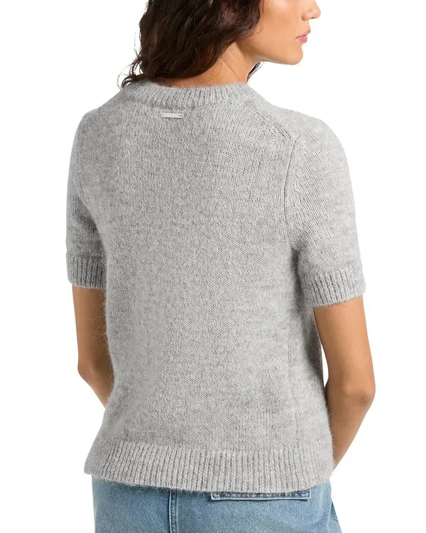 Michael Kors Fluffy Short Sleeve Sweater - Pearl Heather