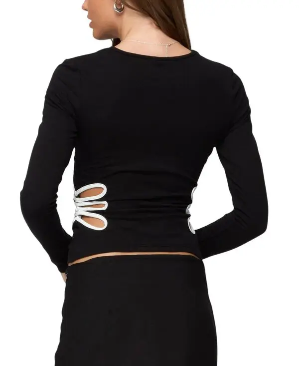 EDIKTED Contrast Cut Out Long Sleeve Top