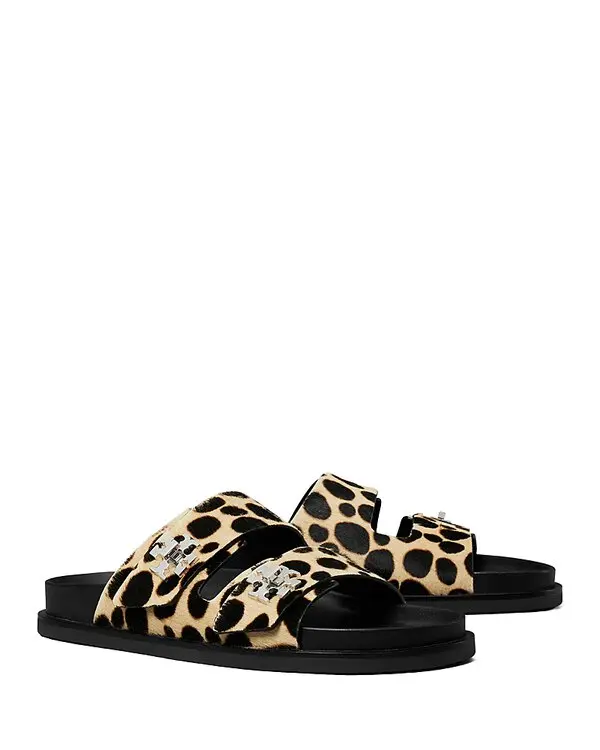 Tory Burch Turnlock Sport Slides - Trench Calf Hair