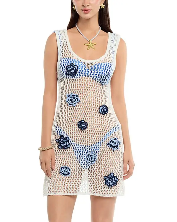 CAPITTANA Patsie Roses Cover-up Dress - White