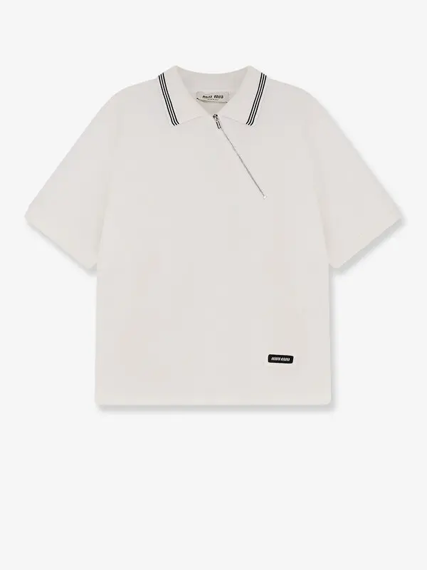 Miu Miu Cotton Polo Shirt With Asymmetric Zip