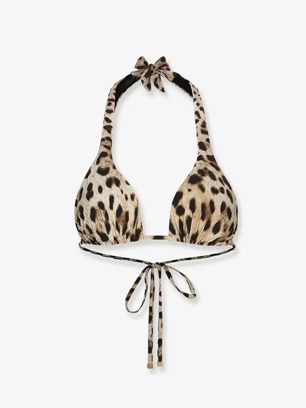 Dolce & Gabbana Bikini Top With Metal Details - Animal Print