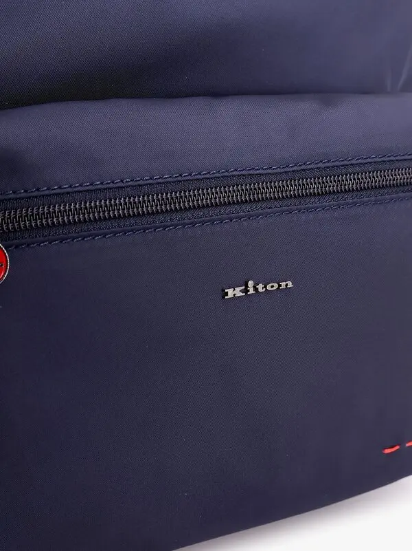 Kiton Nylon Backpack With Metal Lettering Logo - Blue