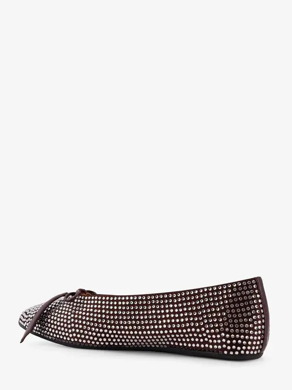Attico Kali Rhinestone Embellished Satin Ballerinas - Brown