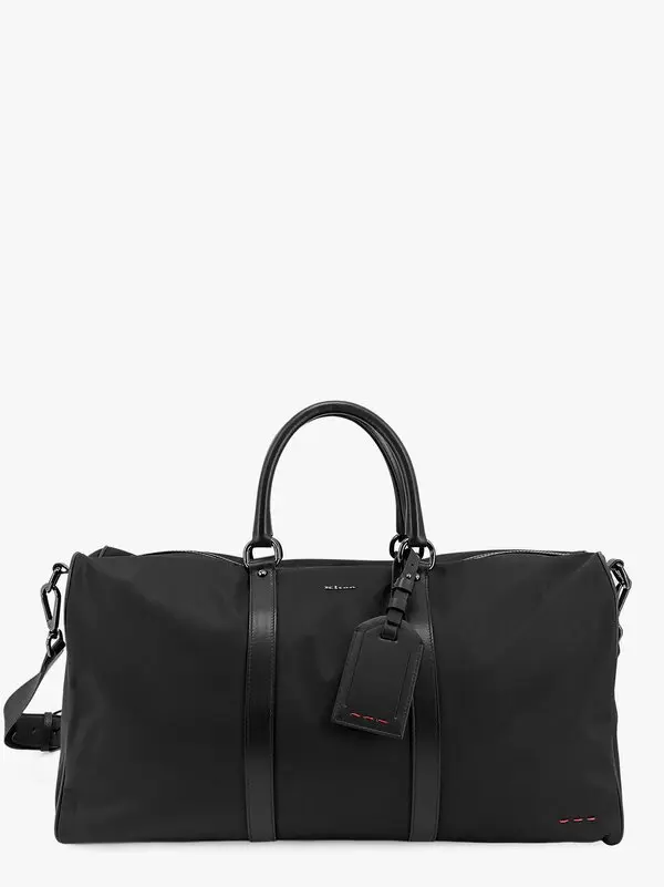 Kiton Nylon Duffle Bag With Leather Accents - Black