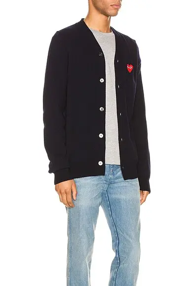 Play Comme Des Garcon Lambswool Cardigan With Emblem