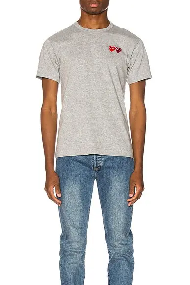 Play Comme Des Garcon Double Heart Tee - Grey