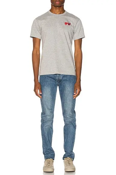 Play Comme Des Garcon Double Heart Tee - Grey