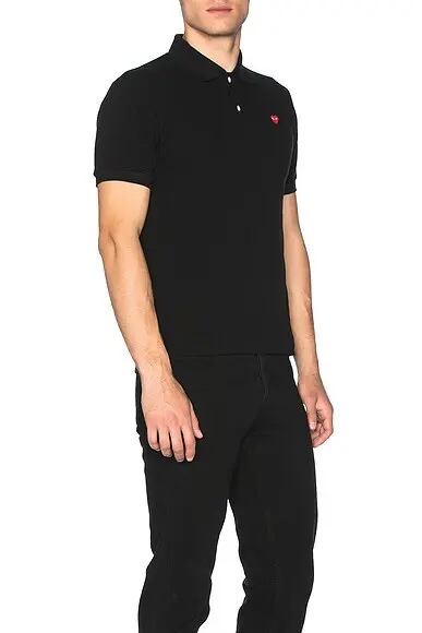 Play Comme Des Garcon Small Red Emblem Cotton Polo