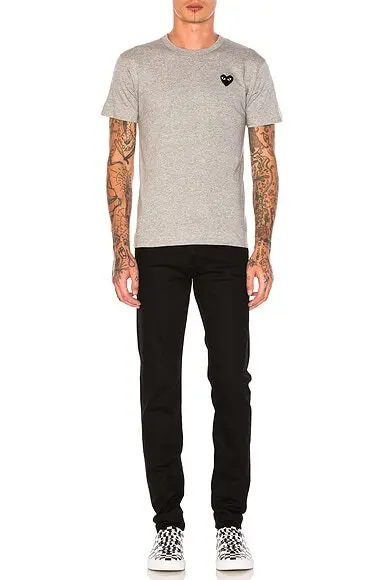 Play Comme Des Garcon Black Emblem Cotton Tee - Grey