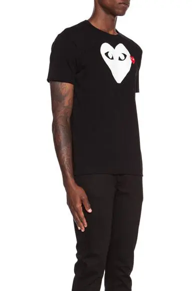 Play Comme Des Garcon Red Emblem Cotton Tee - Black